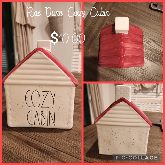 Rae Dunn | Accents | Rae Dunn Cozy Cabin Red And Cream Ceramic House ...
